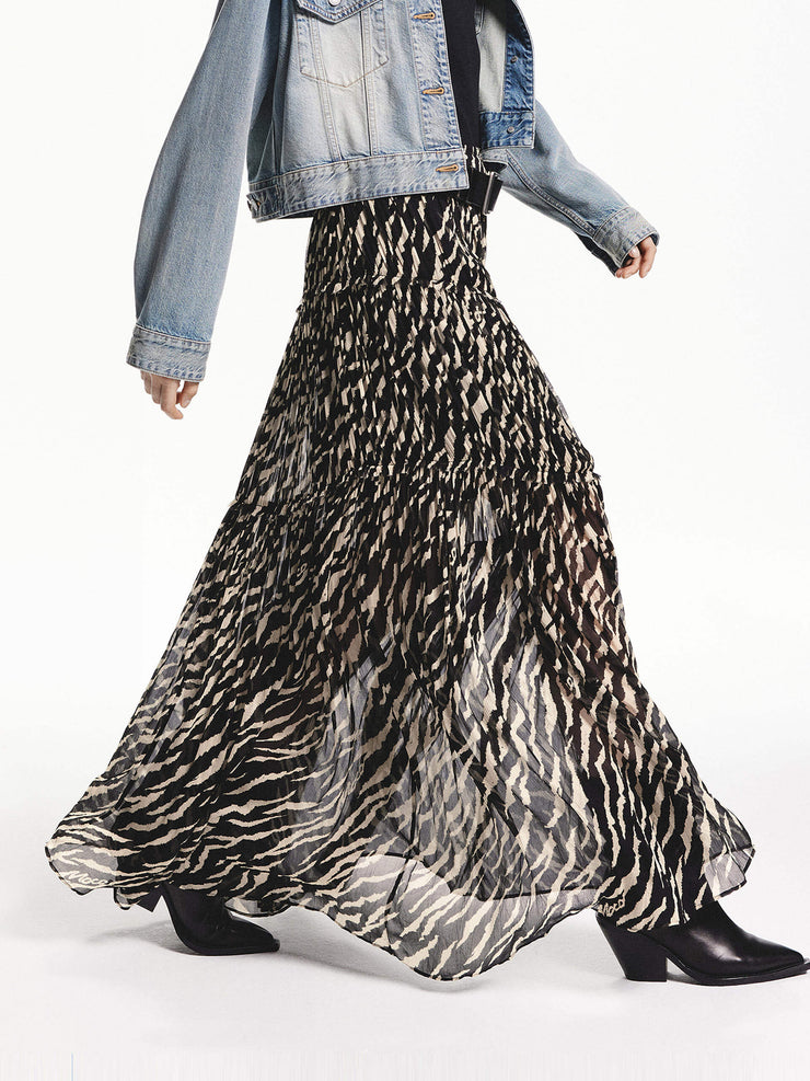 MO&Co. Women's Flowy Tiger Print Skirt