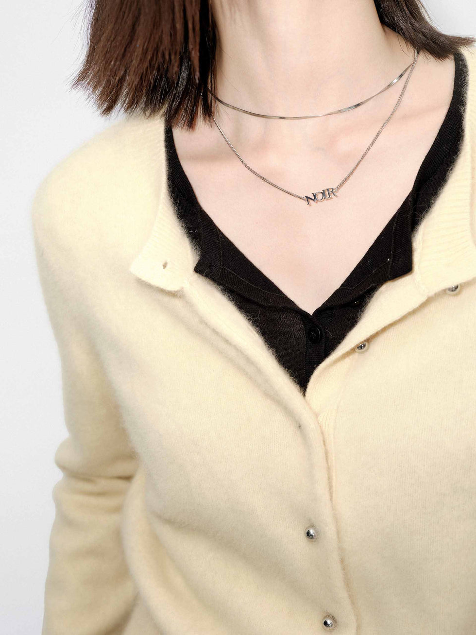MO&Co. Women's Wool Blend Button Down Crew Neck Fluffy Cardigan
