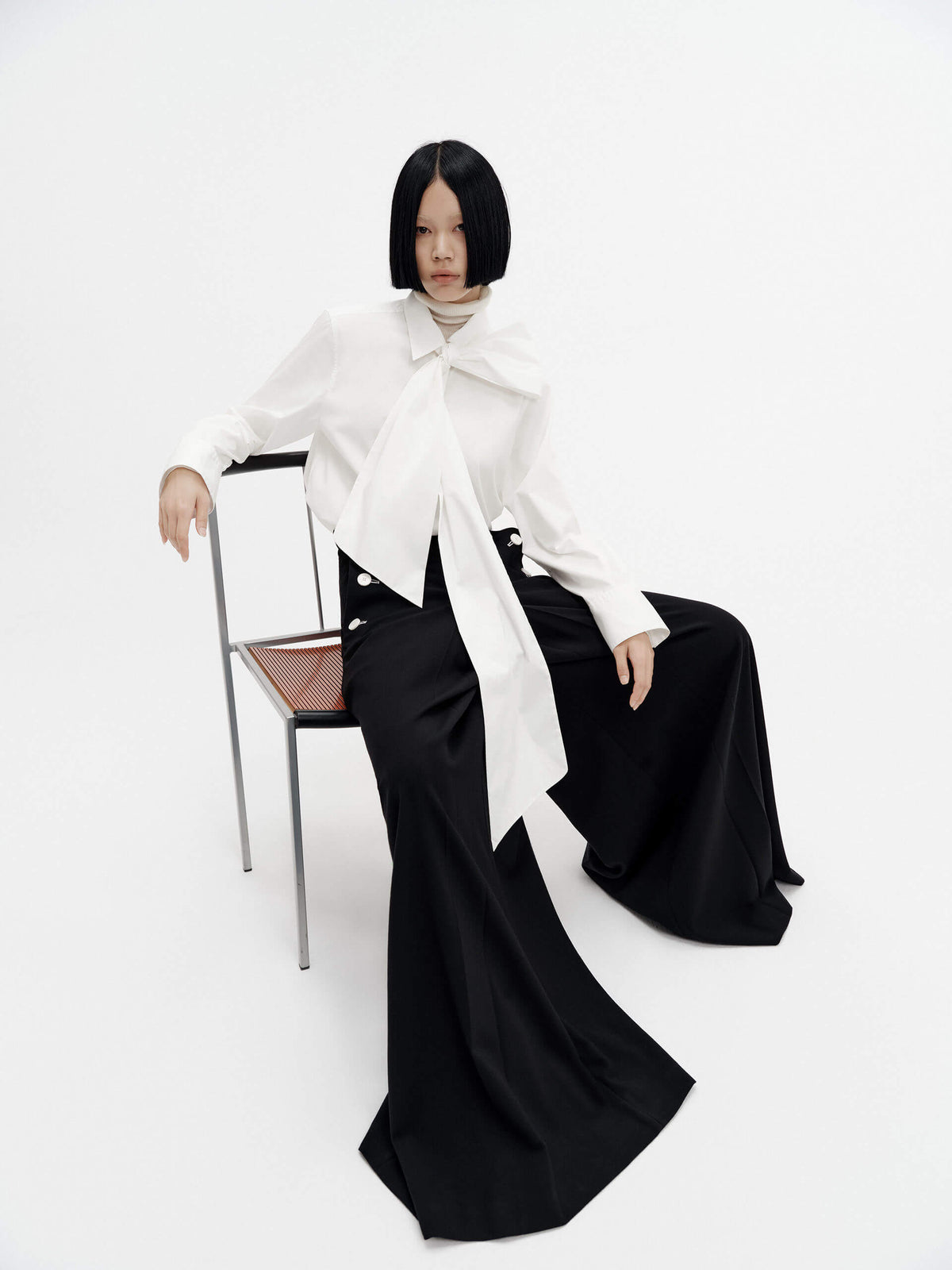 MO&Co. Women's Cotton Blend Tie Shirt