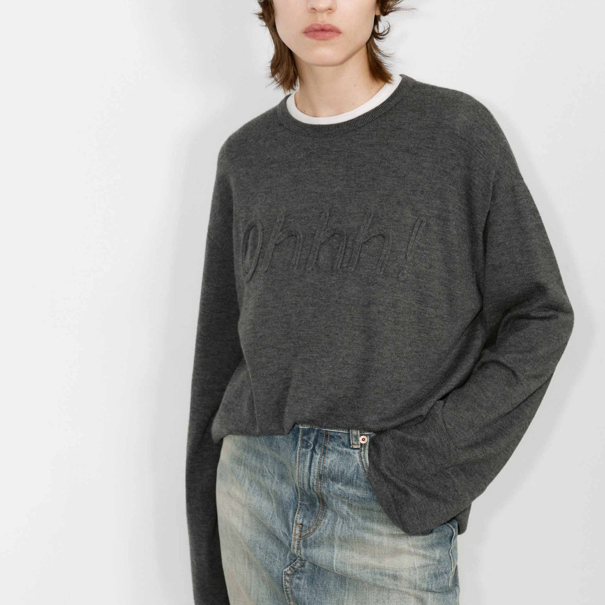 MO&Co. Women's Front Letter Striped Sweater