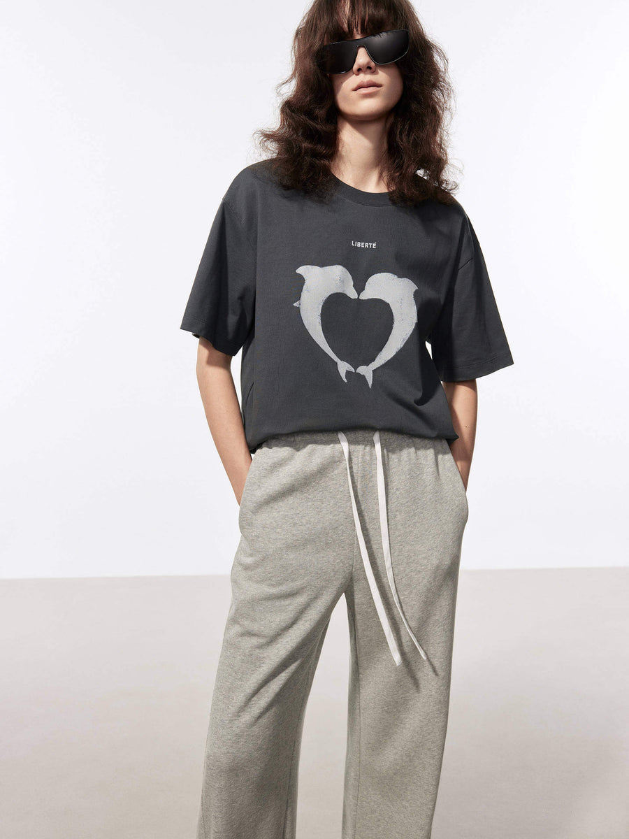 MO&Co. Women's Dolphin Print Cotton T-shirt