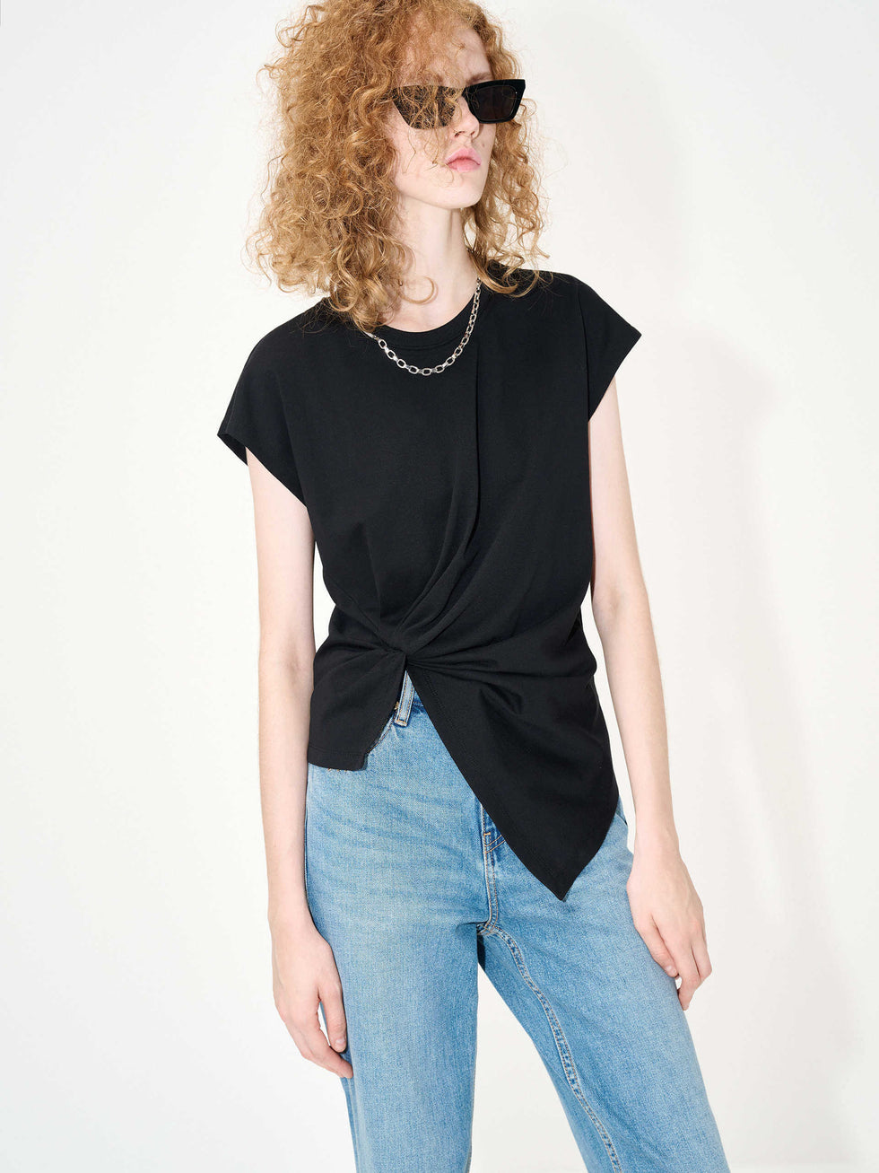 MO&Co. Women's Irregular Twist Cotton T-shirt