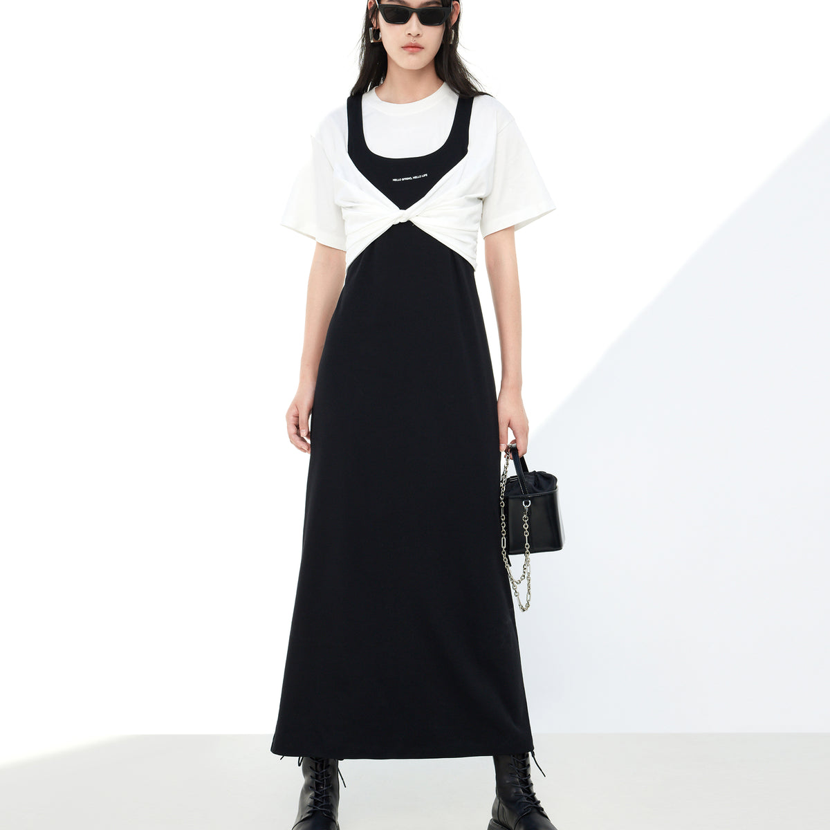 MO&Co. Women's Contrasting Causal Maxi Dress