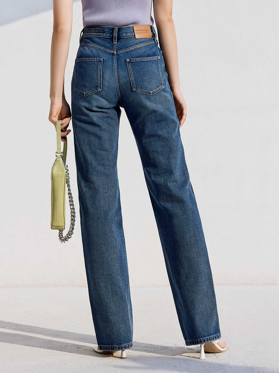 MO&Co. Women's High Rise Straight Leg Jeans Loose Cowboys Blue Jeans ...