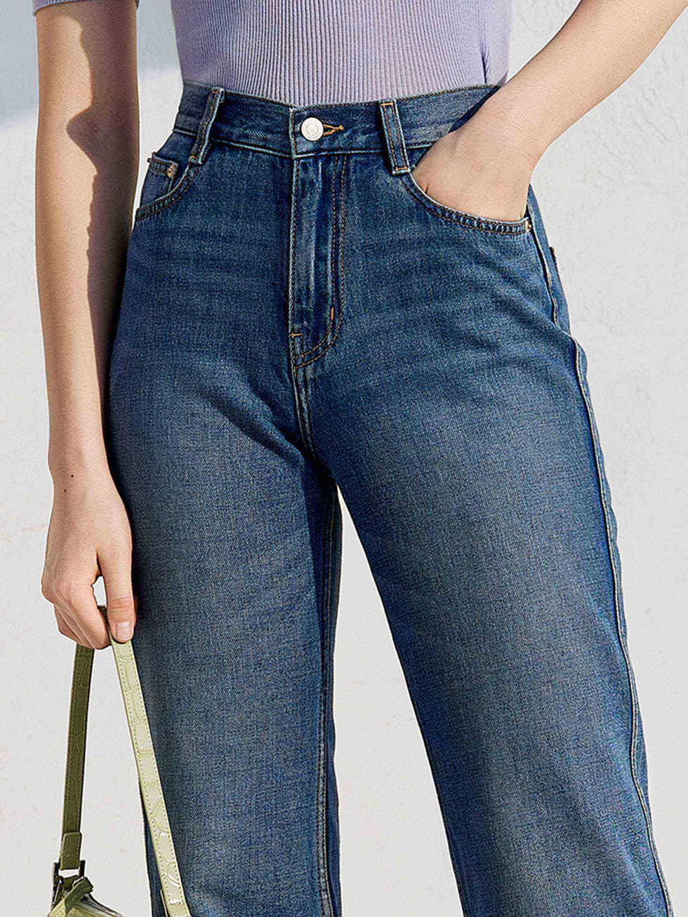 MO&Co. Women's High Rise Straight Leg Jeans Loose Cowboys Blue Jeans ...