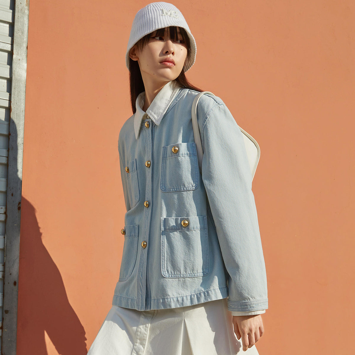 MO&Co. Women's Front Pocket Denim Jacket