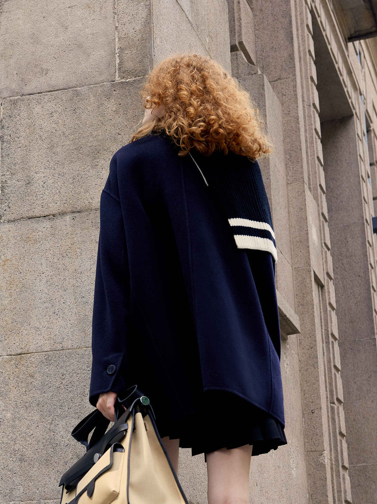 MO&Co. Women's Wool Midi Coat with Scarf