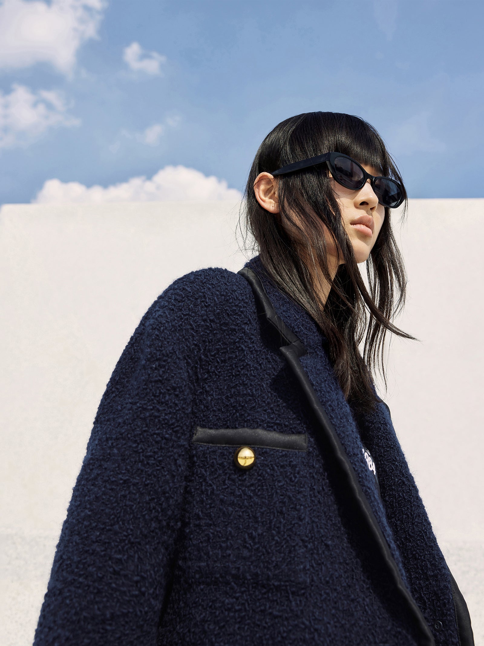 MO&Co. Women's Wool Blend Contrast Textured Coat